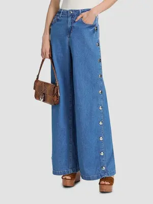 L'Agence Jennings Side-snap High-rise Wide-leg Jeans