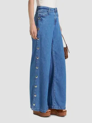 L'Agence Jennings Side-snap High-rise Wide-leg Jeans
