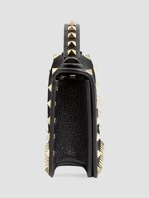 Valentino Garavani Rockstud Wallet With Chain In Grainy Calfskin - Black