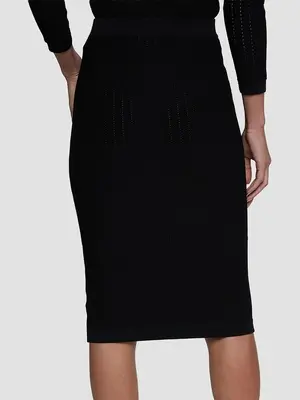 L'Agence Melania Pointelle-knit Midi Skirt