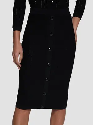 L'Agence Melania Pointelle-knit Midi Skirt