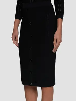 L'Agence Melania Pointelle-knit Midi Skirt