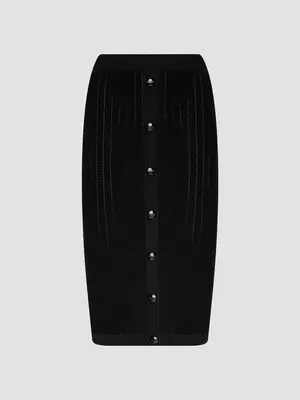 L'Agence Melania Pointelle-knit Midi Skirt - Black