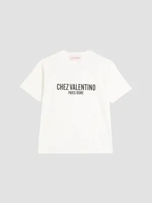 Valentino Garavani Cotton T-shirt With Chez Print - Ivory