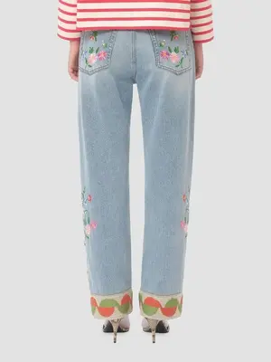 Valentino Garavani Embroidered Denim Pants - Multicolour