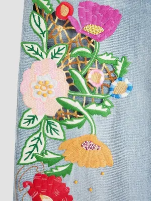Valentino Garavani Embroidered Denim Pants - Multicolour