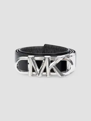 Michael Kors Mk Logo Reversible Leather Belt - Black