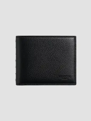 Valentino Garavani Rockstud Wallet In Grainy Calfskin - Black
