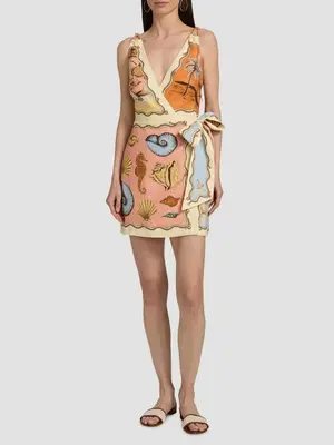 Farm Rio Rio Souvenir Scarves Rope Straps Mini Dress