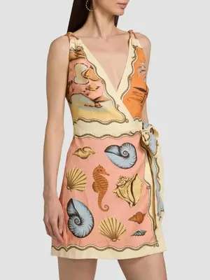 Farm Rio Rio Souvenir Scarves Rope Straps Mini Dress
