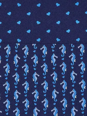FERRAGAMO Seahorse And Mini Hearts Silk Tie - Navy