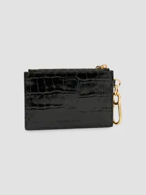 Veronica Beard Croc-embossed Leather Card Holder