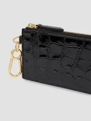 Veronica Beard Croc-embossed Leather Card Holder