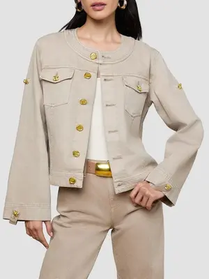 L'Agence Anouk Collarless Denim Jacket