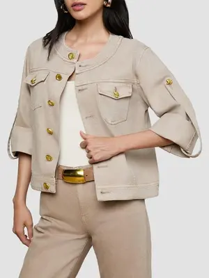 L'Agence Anouk Collarless Denim Jacket
