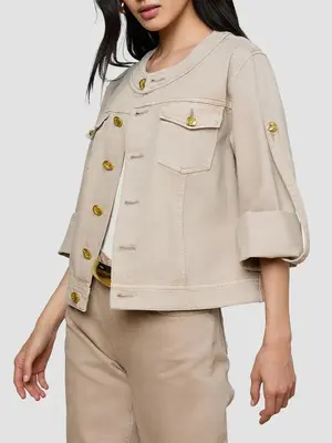 L'Agence Anouk Collarless Denim Jacket