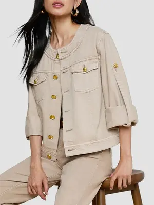 L'Agence Anouk Collarless Denim Jacket