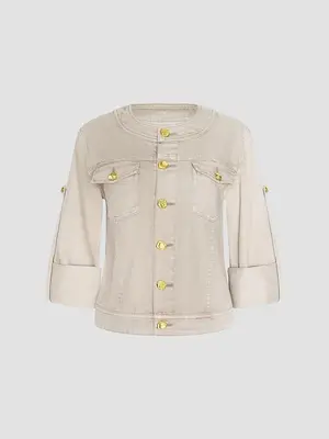L'AGENCE Anouk Collarless Denim Jacket - Biscuit