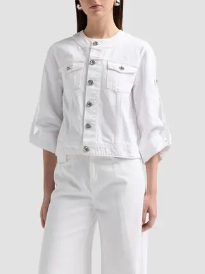 L'Agence Anouk Denim Collarless Jacket