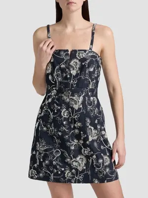 Cinq À Sept Zach Garden Embroidered Denim Minidress