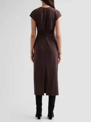 Veronica Beard June Ruched Cap-sleeve Midi-dress