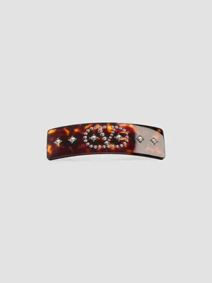Valentino Garavani Vlogo Signature Hair Clip In Resin And Crystals - Multicolored