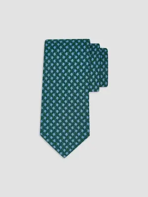 FERRAGAMO Fish Gancini Silk Tie - Verde