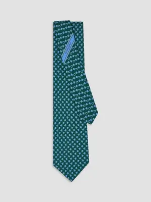 FERRAGAMO Fish Gancini Silk Tie - Verde