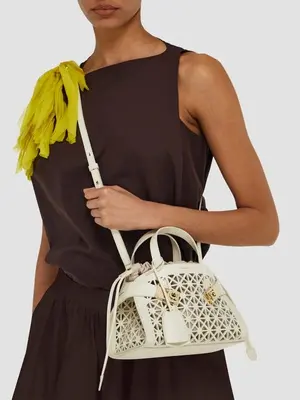 FERRAGAMO Hug Mini Laser-cut Leather Top Handle Bag