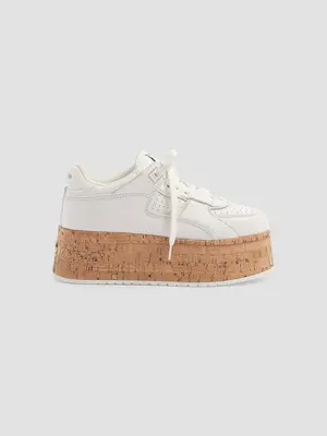 Valentino Garavani Freedots Xl Calfskin And Cork Sneakers - White