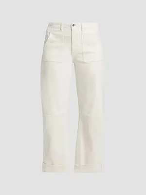 LE JEAN Utility Folded-cuff Barrel-leg Jeans - Bone