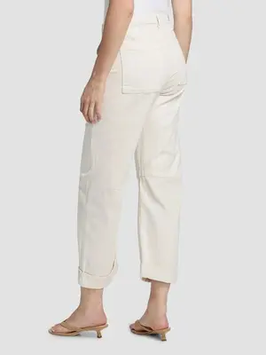 LE JEAN Utility Folded-cuff Barrel-leg Jeans - Bone