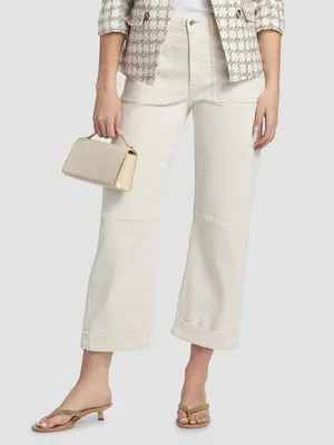 LE JEAN Utility Folded-cuff Barrel-leg Jeans - Bone