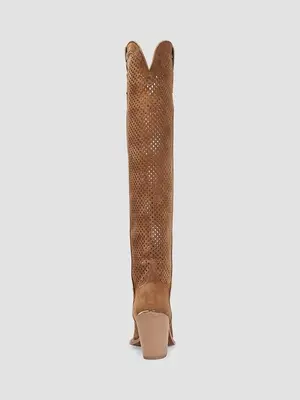 Partlow Aleene Perforated Suede Cowboy Boots - Cest