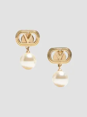 Valentino Garavani Ovalette Metal Earrings With Swarovski Pearls - Multicolor