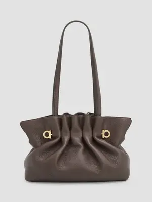 FERRAGAMO Hug Leather Shoulder Bag - Brown