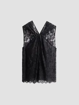 A.L.C. Irina Floral Lace Top - Black