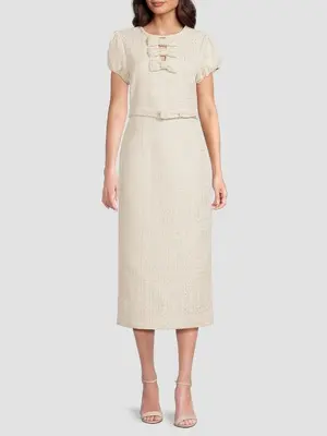 Likely Vonne Bow-detail Metallic Bouclé Midi-dress