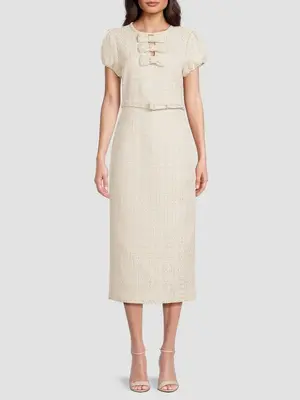 Likely Vonne Bow-detail Metallic Bouclé Midi-dress