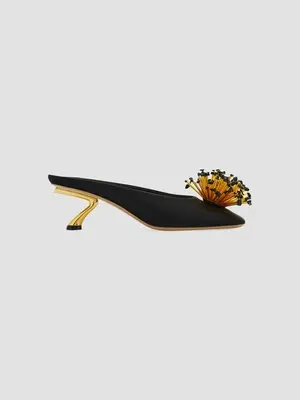 FERRAGAMO Safi 55mm Floral Appliqué Mules - Nero