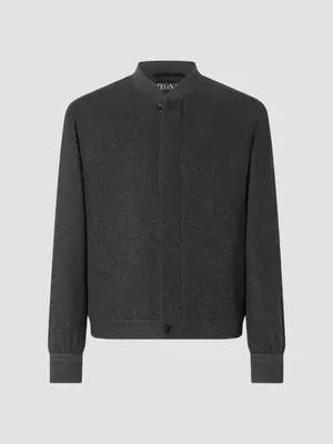 Zegna Oasi Cashmere Elets Bomber Jacket Dark Grey