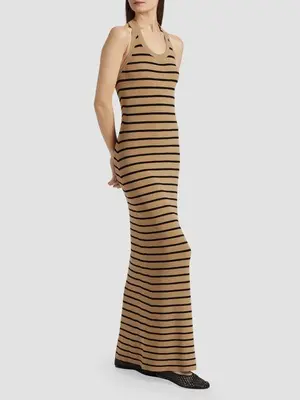 Proenza Schouler Meryl Halterneck Maxi Dress - Khaki Multi
