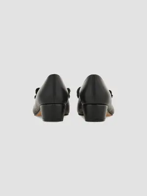 FERRAGAMO Vara 30mm Shearling-trimmed Leather Pumps