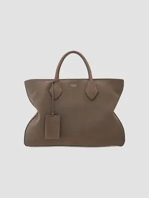 FERRAGAMO Starvit Grained Leather Tote Bag - Concrete