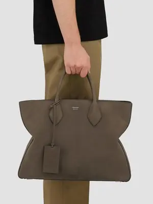 FERRAGAMO Starvit Grained Leather Tote Bag - Concrete