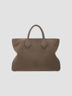 FERRAGAMO Starvit Grained Leather Tote Bag - Concrete