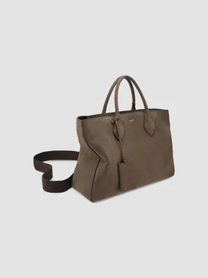 FERRAGAMO Starvit Grained Leather Tote Bag - Concrete