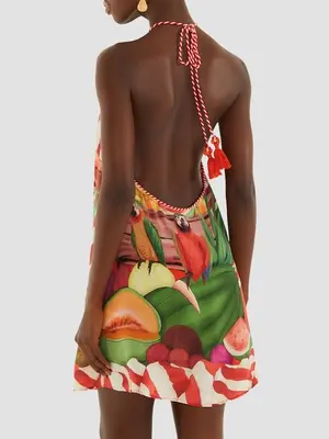 Farm Rio Parrot Print Halter Mini Dress