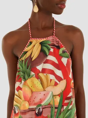 Farm Rio Parrot Print Halter Mini Dress