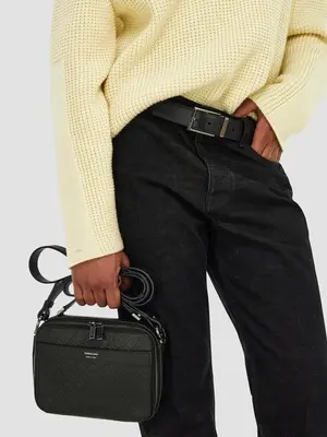 FERRAGAMO Embossed Leather Shoulder Bag - Nero